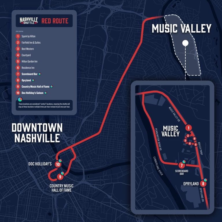 Explore Nashville with Our Shuttle Route Map | Nashville Shuttle